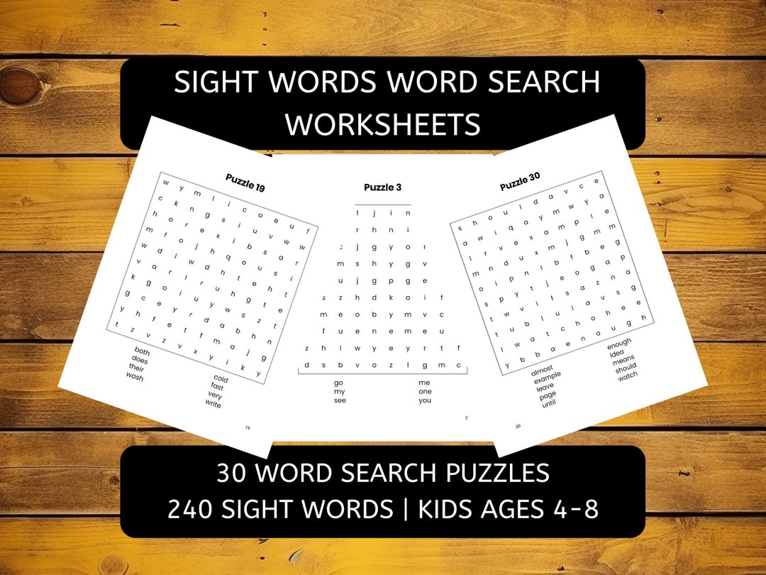 Sight Words Word Search for Kids Ages 4-8 - Etsy