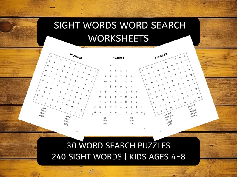 Sight Words Word Search for Kids Ages 4-8 - Etsy