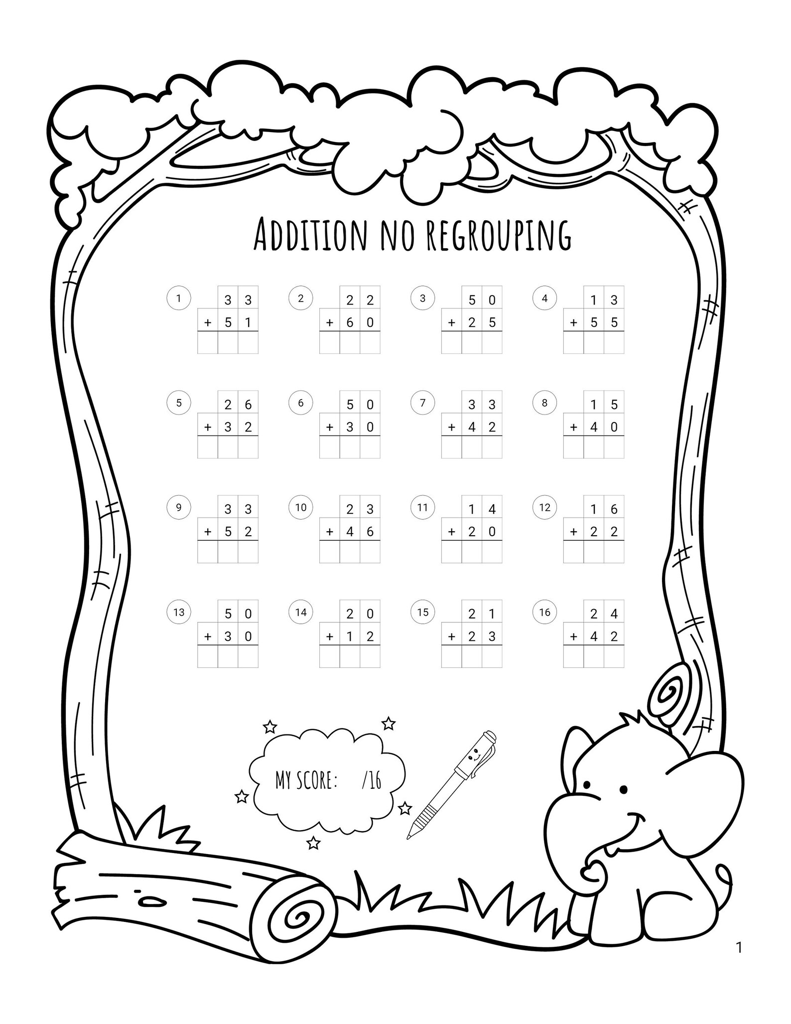 50 Double Digit Addition and Subtraction Worksheets No Regrouping ...