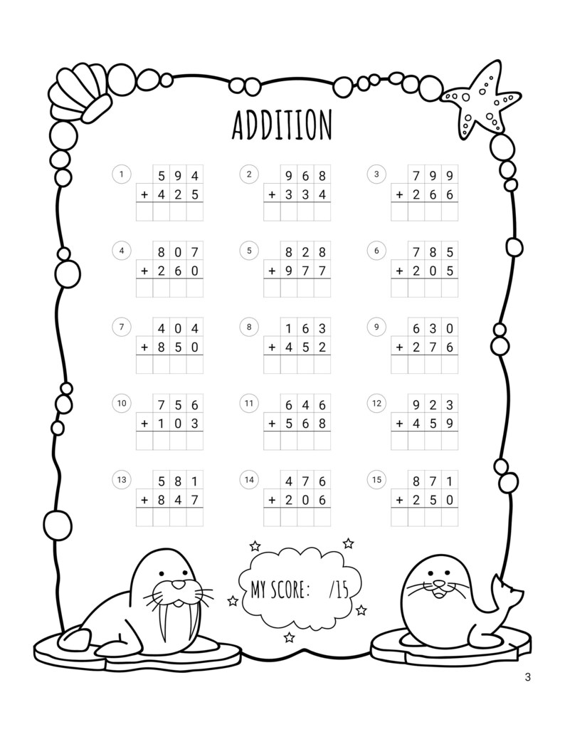 50 Printable Triple Digit Addition and Subtraction Practice Worksheets ...