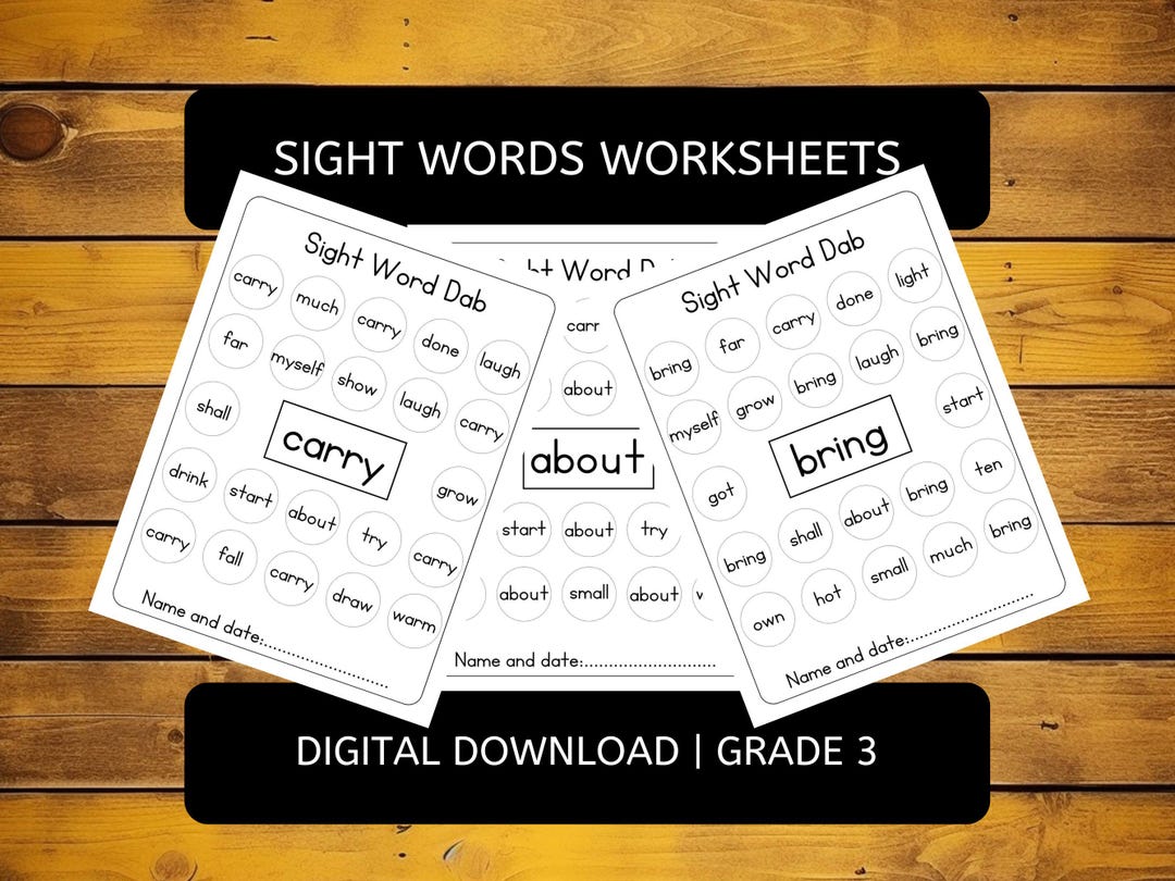 Printable Sight Words Dab It Worksheets | Grade 3 - Etsy