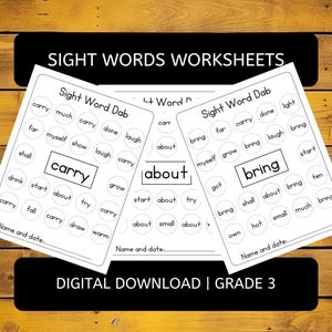 Printable Sight Words Dab It Worksheets | Grade 3 - Etsy Australia