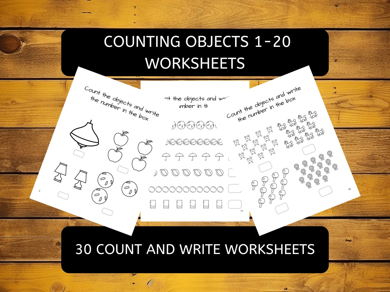 30 Printable Counting Worksheets for Preschool and Kindergarten Math - Etsy