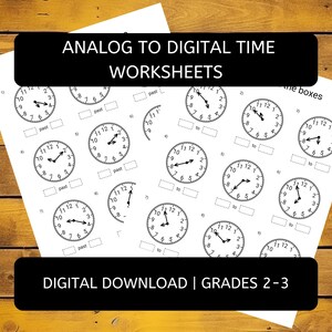 Telling Time Worksheets Grades 2-3 | Homeschool Printable - Etsy