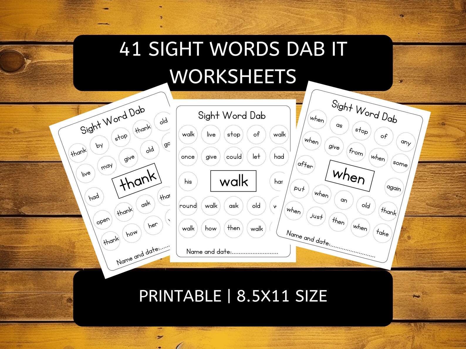 Printable Dolch Sight Words Dab It Worksheets First Grade - Etsy