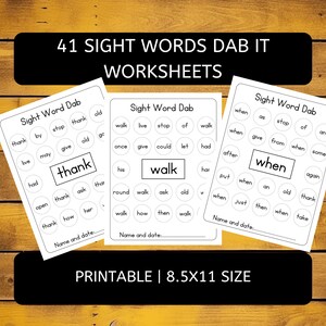 Printable Dolch Sight Words Dab It Worksheets First Grade - Etsy