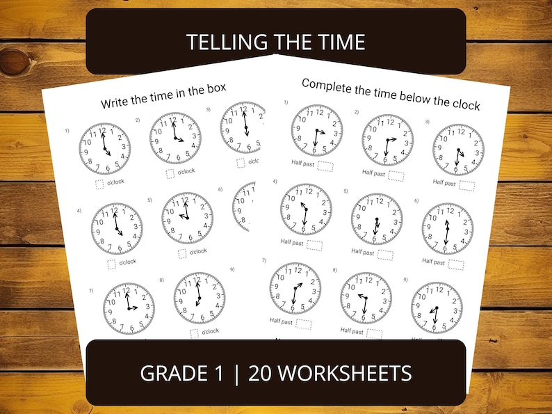 Telling the Time Worksheets Grade 1 | Time to Hour and Half Hour ...