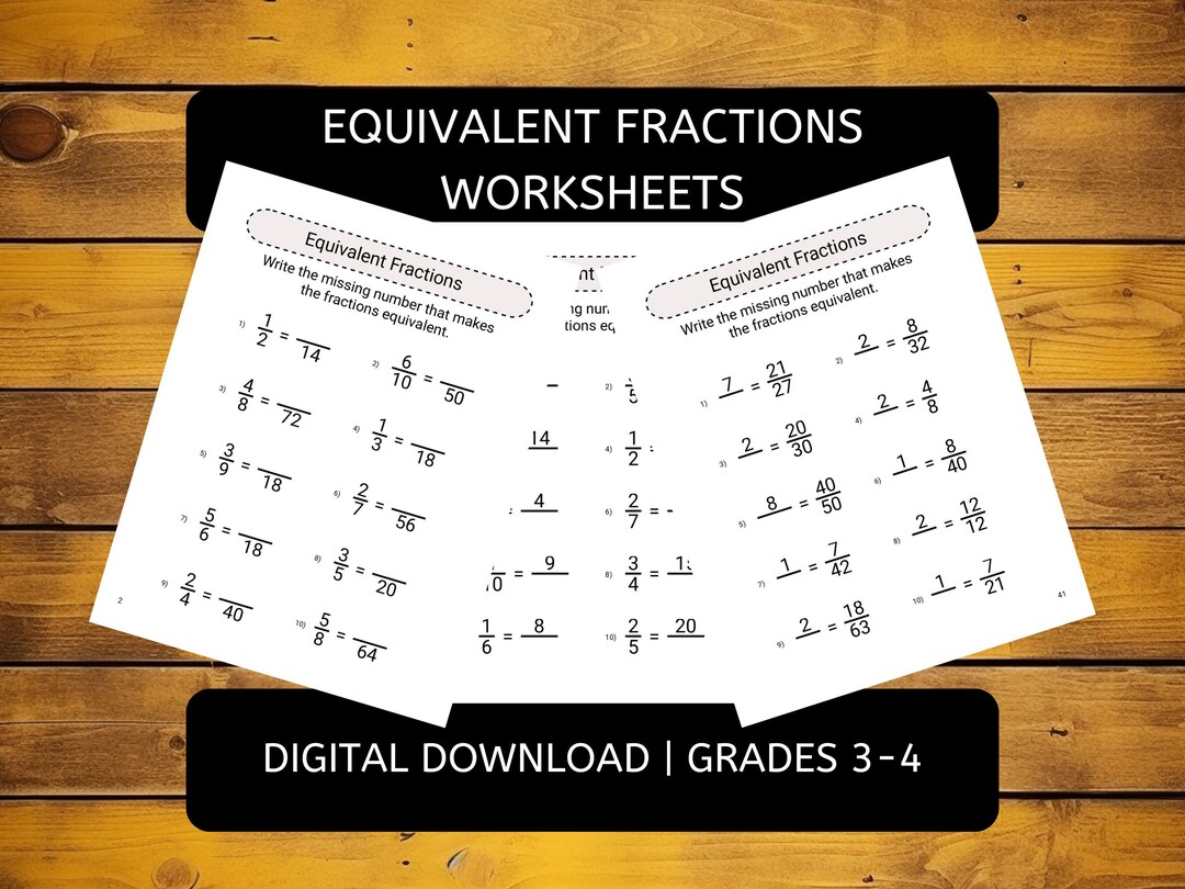 Equivalent Fractions Worksheets | Missing Numerators and Denominators ...