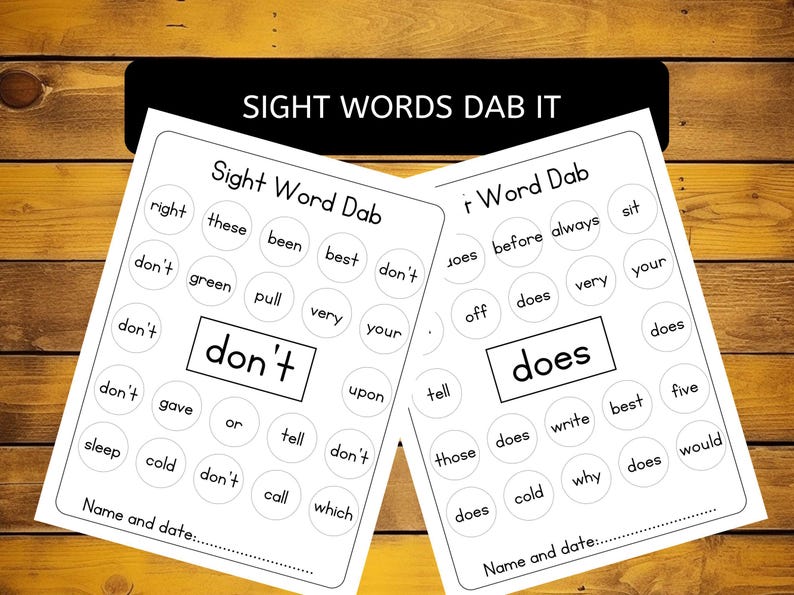 Printable Sight Words Dab It Worksheets | Grade 2 - Etsy