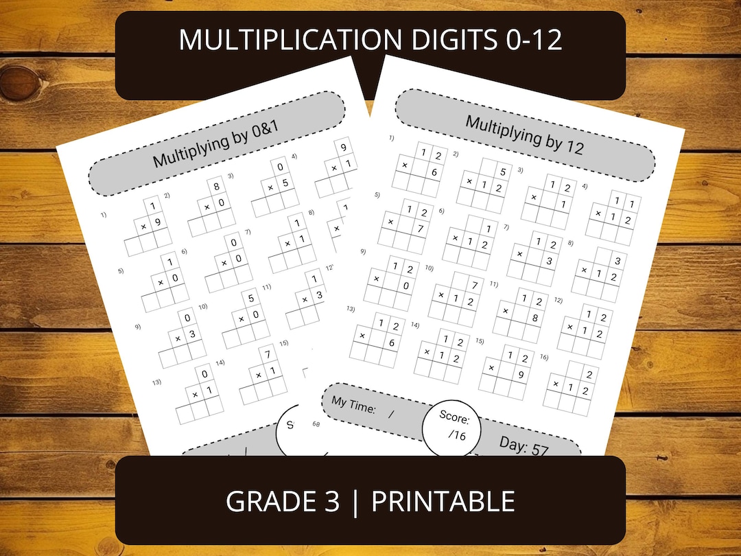 Printable Math Multiplication Practice Worksheets Grade 3 | Numbers 0 ...