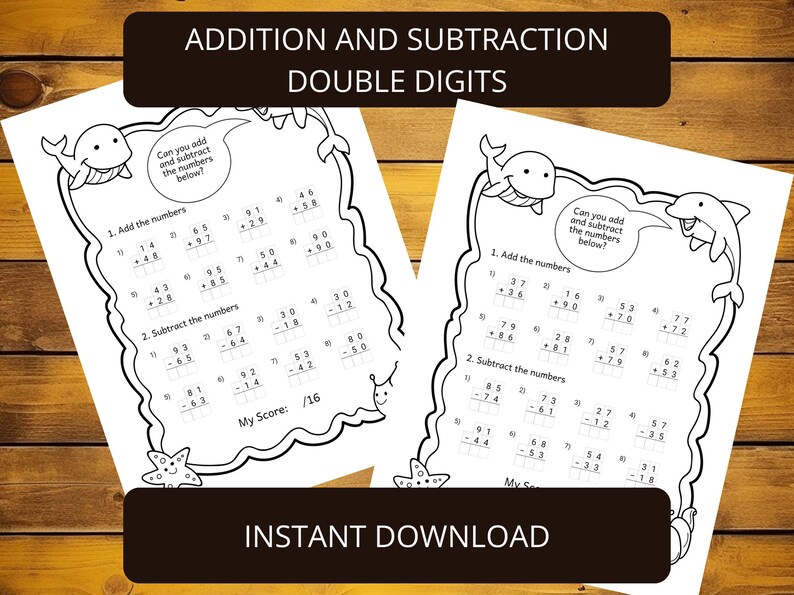 Math Addition and Subtraction Worksheets | Single, Double and Missing ...