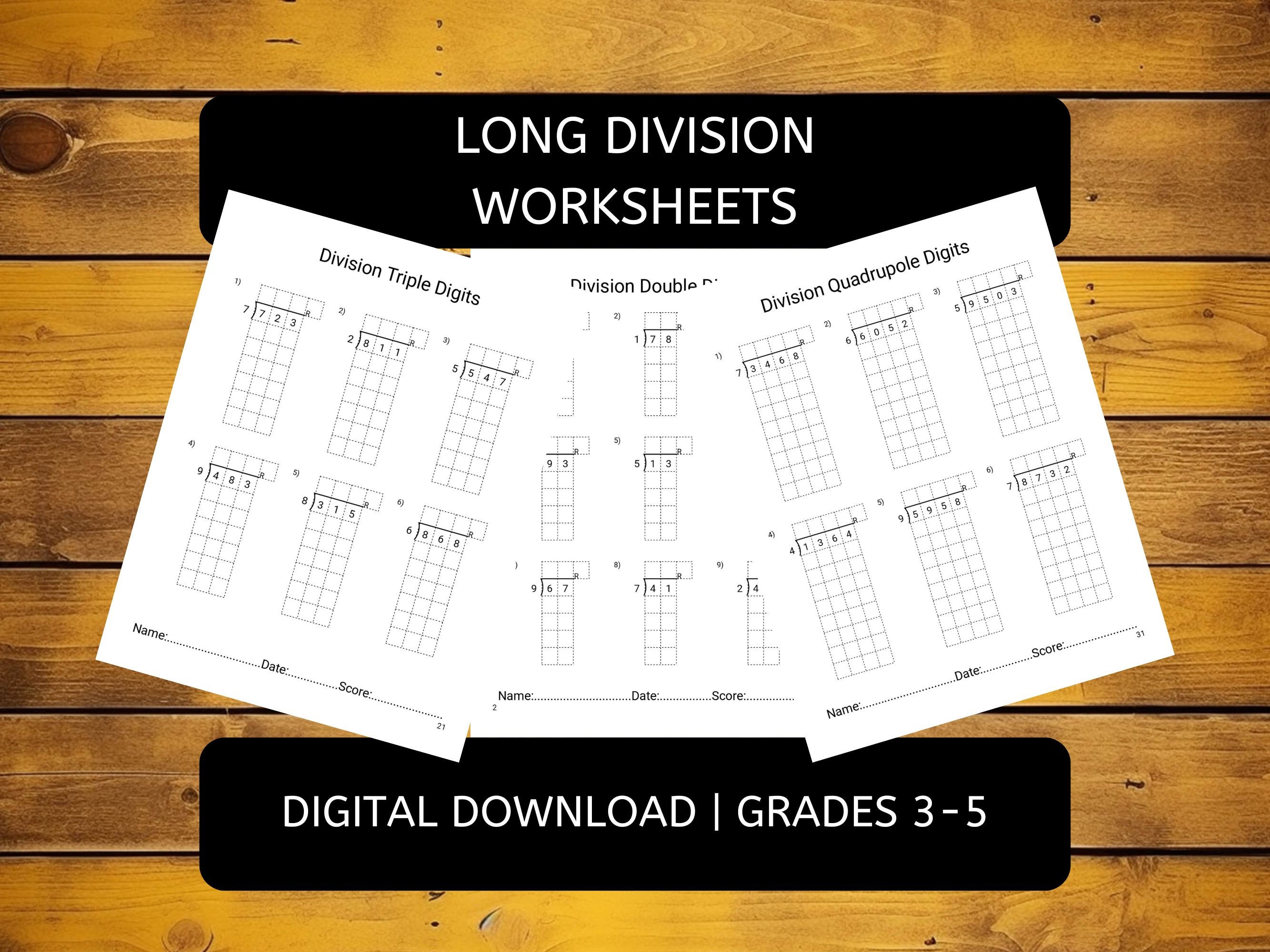 Long Division Worksheets | Single Digit Divisor | Multi-digit Dividend ...