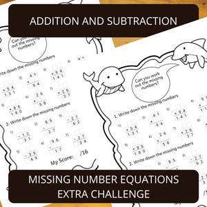 Math Addition and Subtraction Worksheets | Single, Double and Missing ...