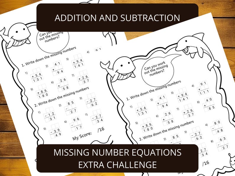 Math Addition and Subtraction Worksheets | Single, Double and Missing ...
