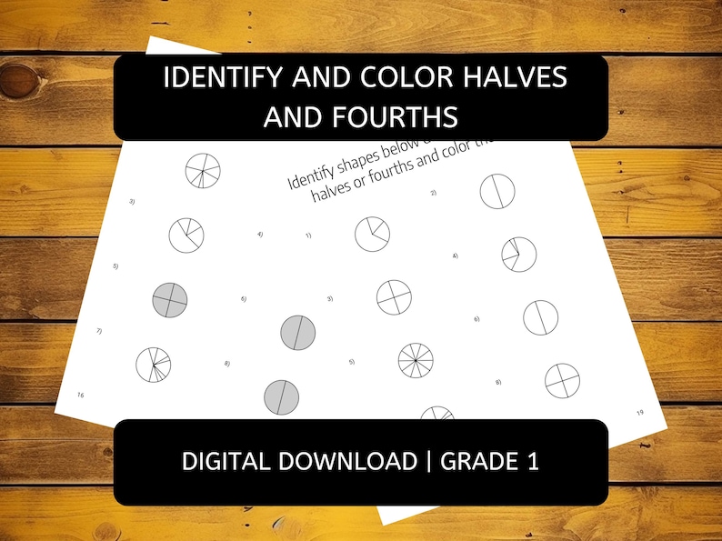 Visual Fractions Introduction Worksheets Grade 1 - Etsy