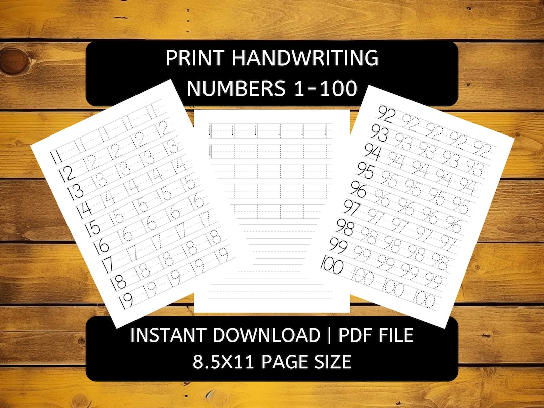Print Handwriting Numbers 1-100 Kindergarten Age and Up - Etsy