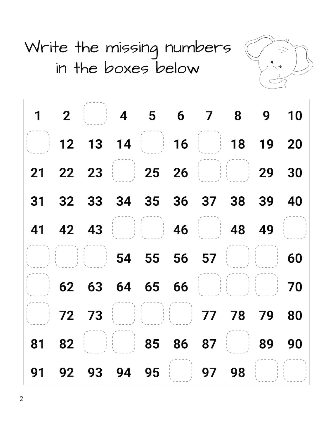 Printable Missing Number Counting Worksheets 1-100 for Kindergarten 1st ...