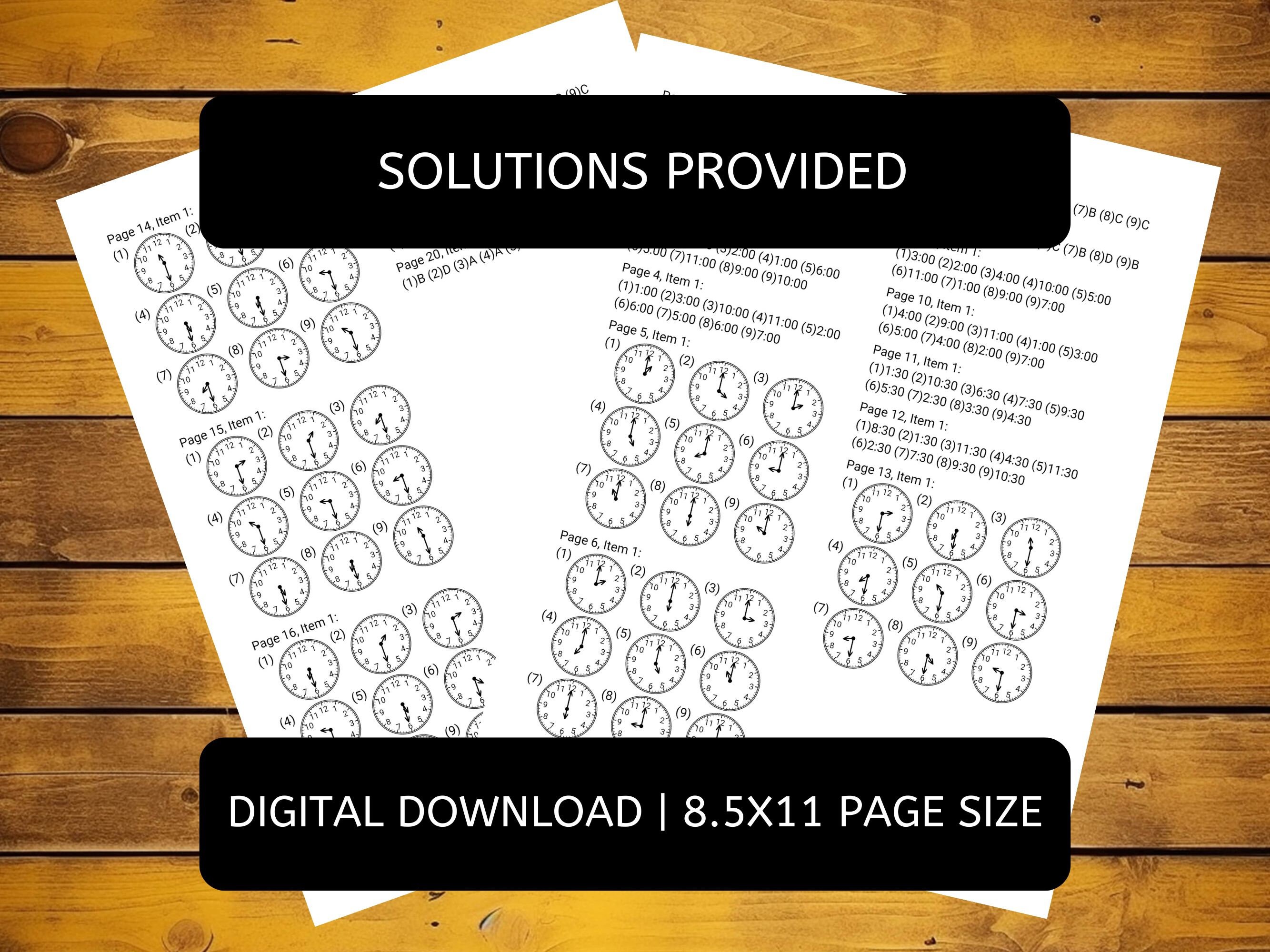 Telling Time Worksheets Grade 1 - Etsy