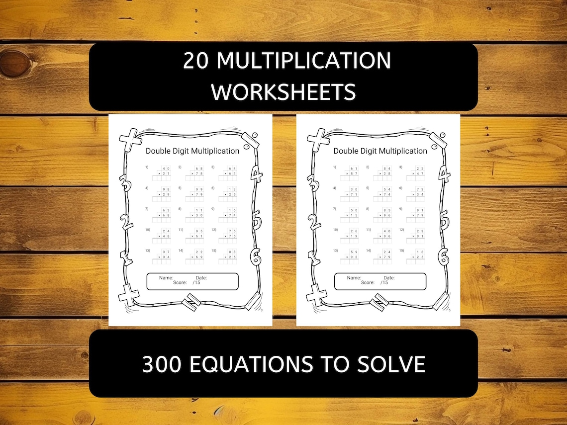 20 Printable Math Double Digit Multiplication Practice Worksheets - Etsy