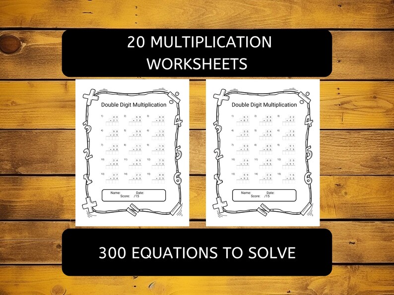 20 Printable Math Double Digit Multiplication Practice Worksheets - Etsy