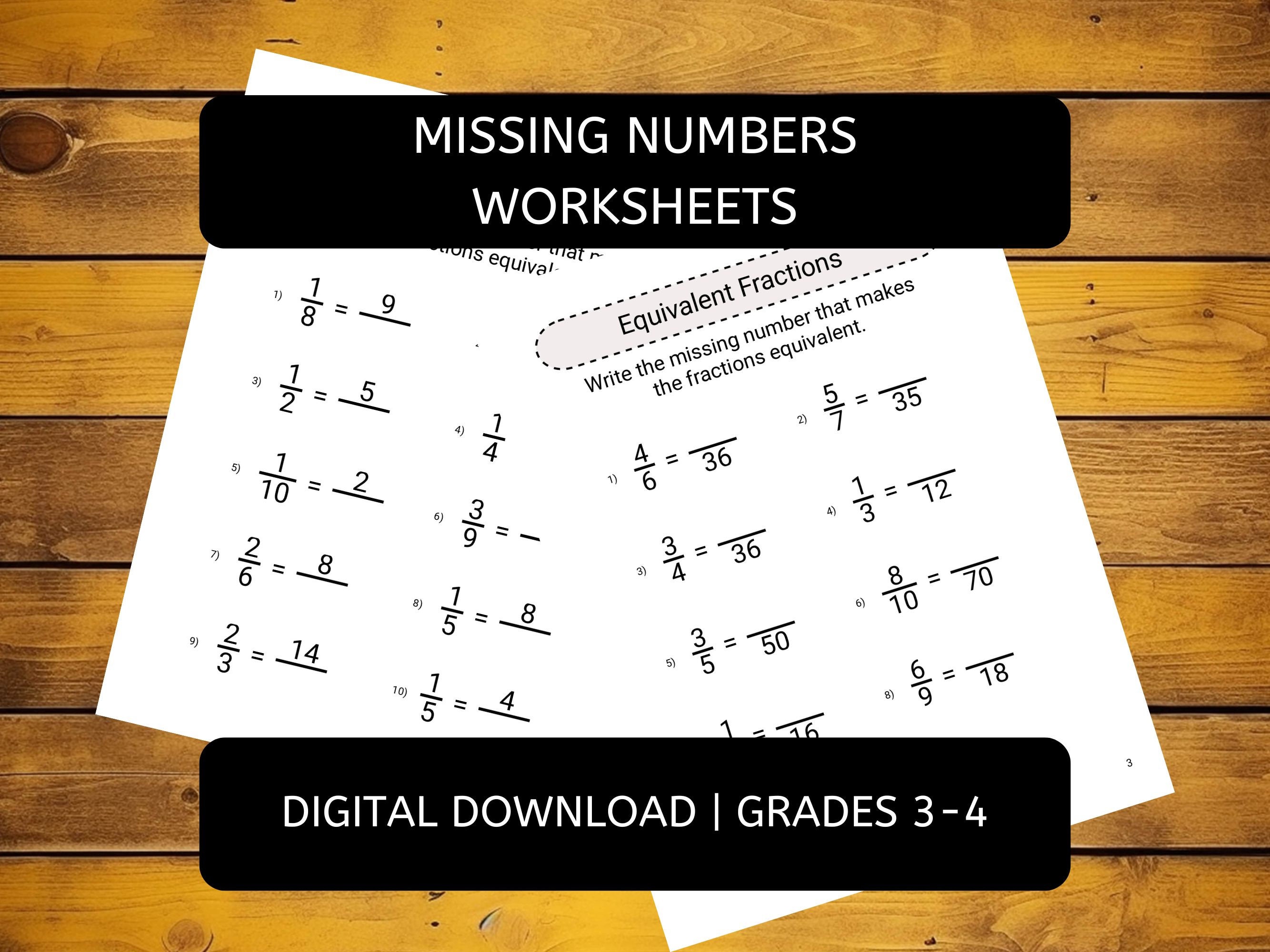 Equivalent Fractions Worksheets | Missing Numerators and Denominators ...