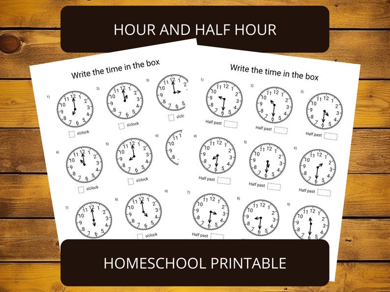 Telling Time Worksheets Grades 1-3 | Hour, Half Hour, Five Minute ...