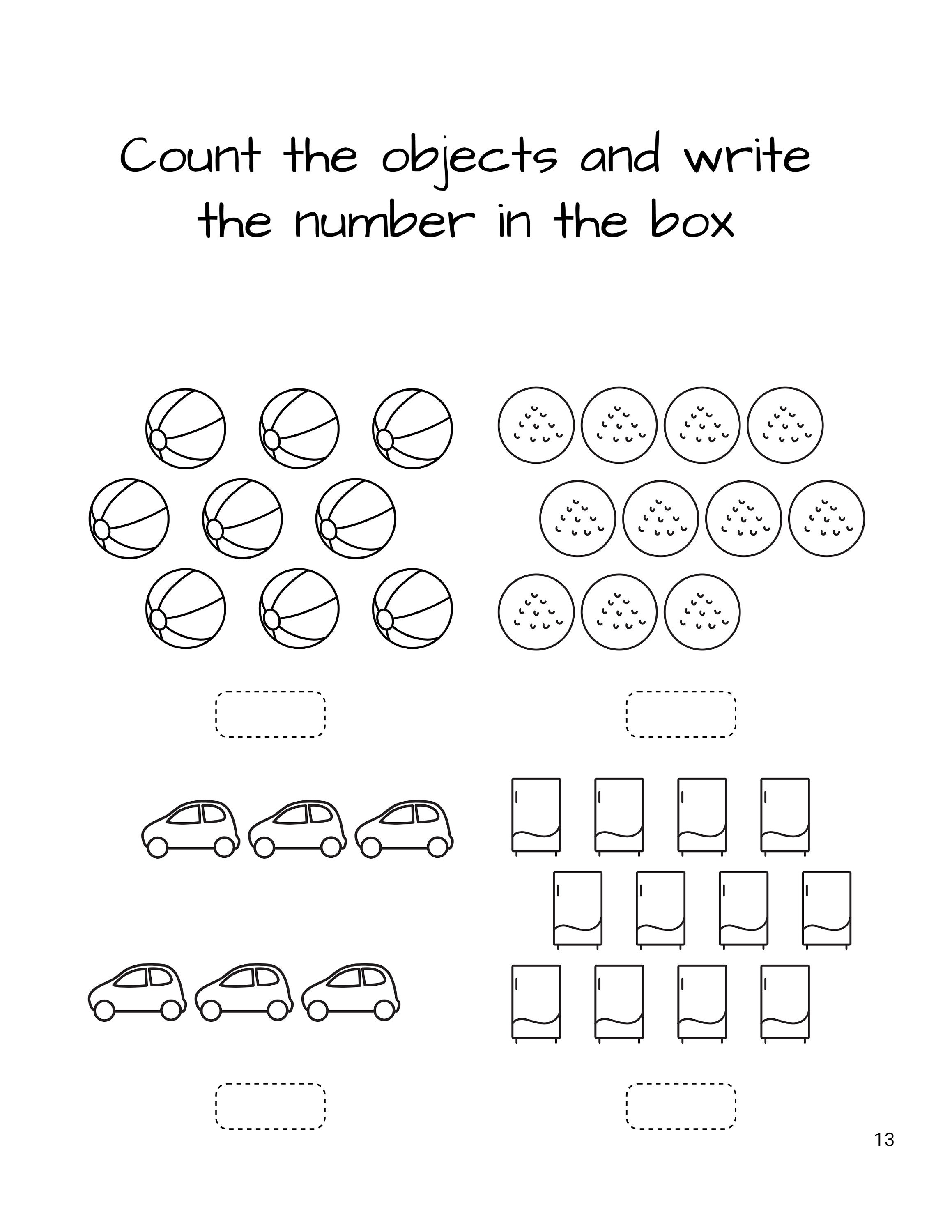 30 Printable Counting Worksheets for Preschool and Kindergarten Math - Etsy