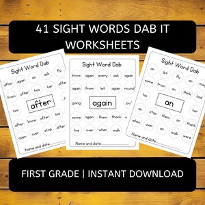 Printable Dolch Sight Words Dab It Worksheets First Grade - Etsy