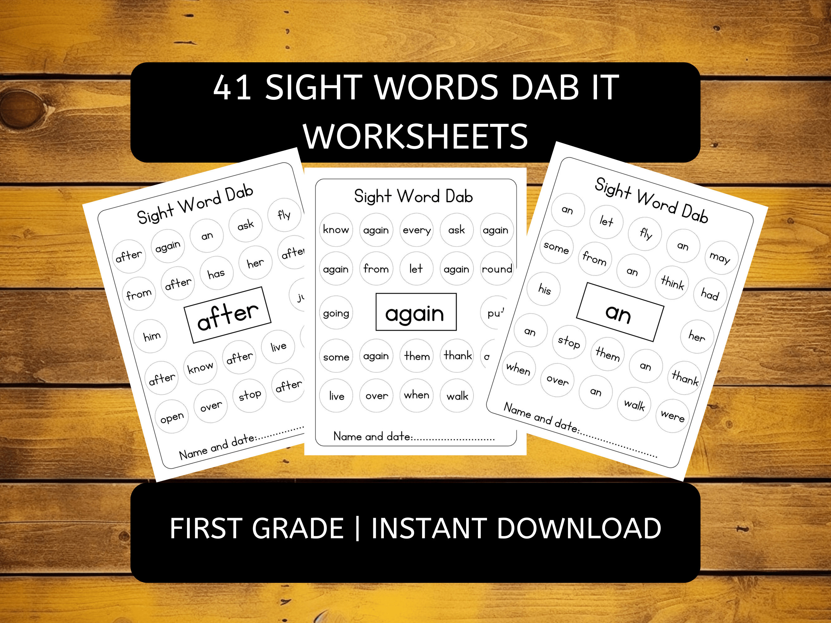 Printable Dolch Sight Words Dab It Worksheets First Grade - Etsy
