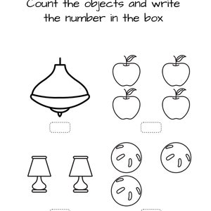 30 Printable Counting Worksheets for Preschool and Kindergarten Math - Etsy