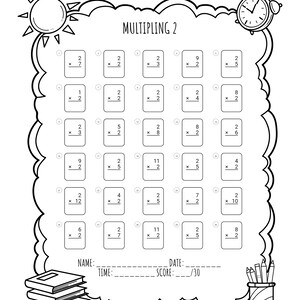 100 Printable Multiplication Math Drills Worksheets Numbers 0-12 Timed ...