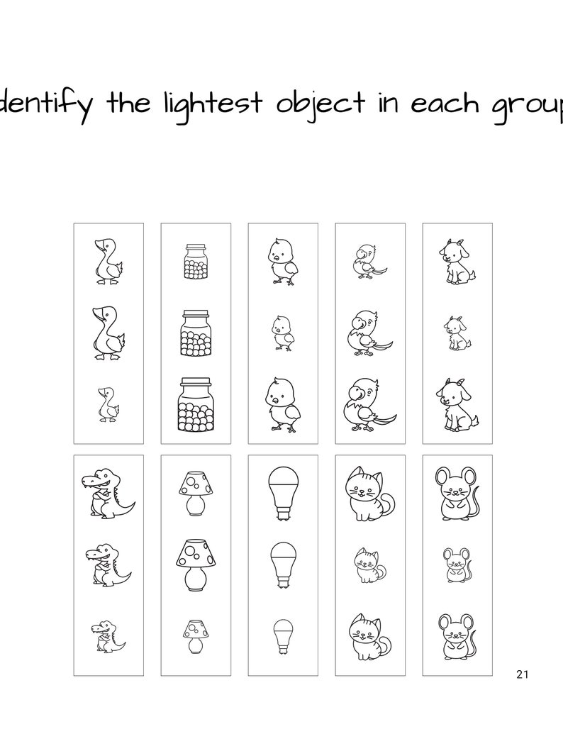 Measurement Worksheets Preschool Size and Weight - Etsy