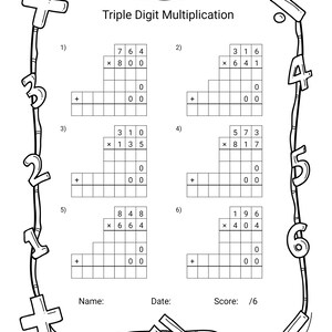 Step Multiplication Math Practice Worksheets Double and Triple Digit ...