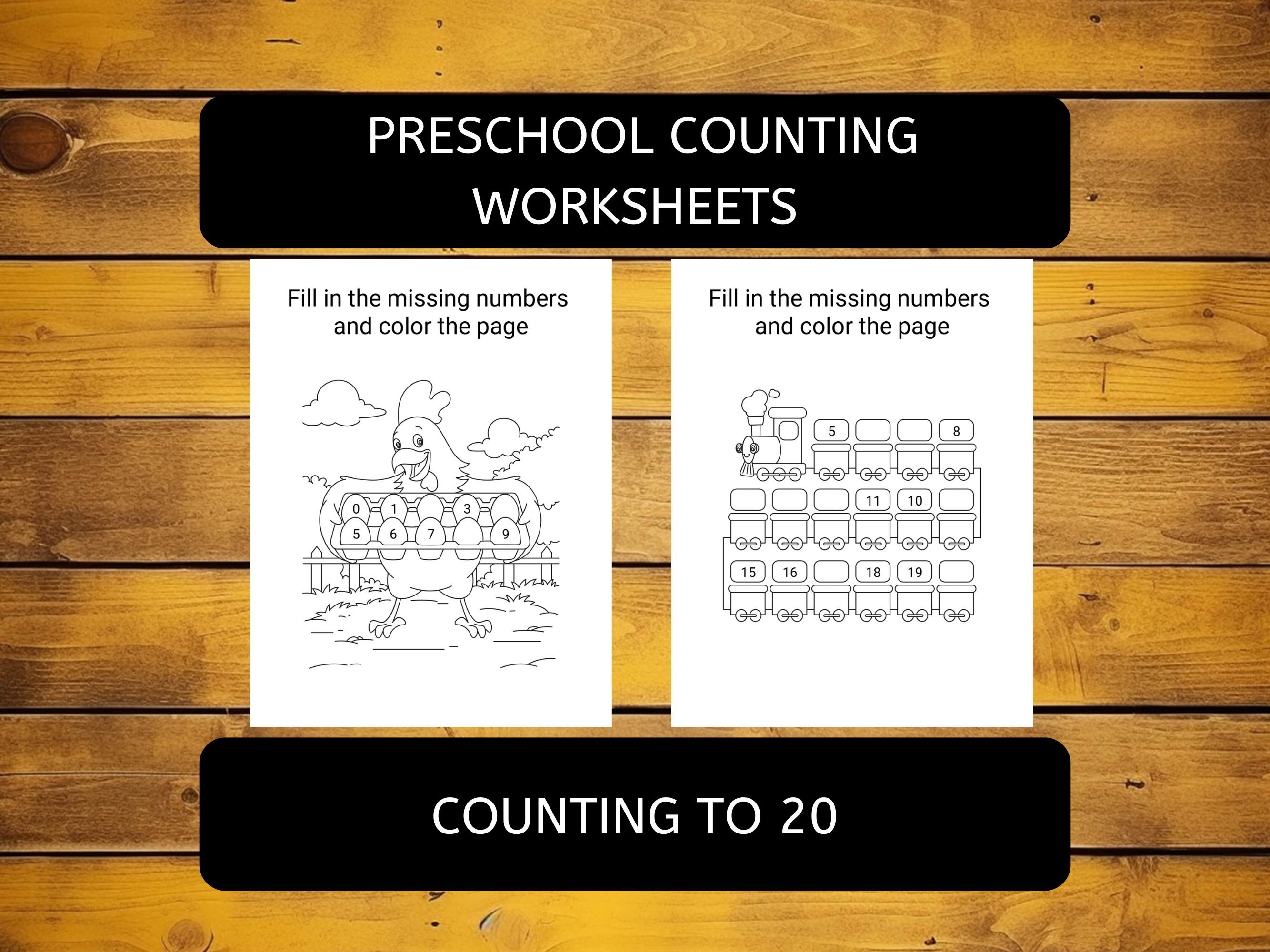 25 Printable Math Count and Color Worksheets for Preschool - Etsy