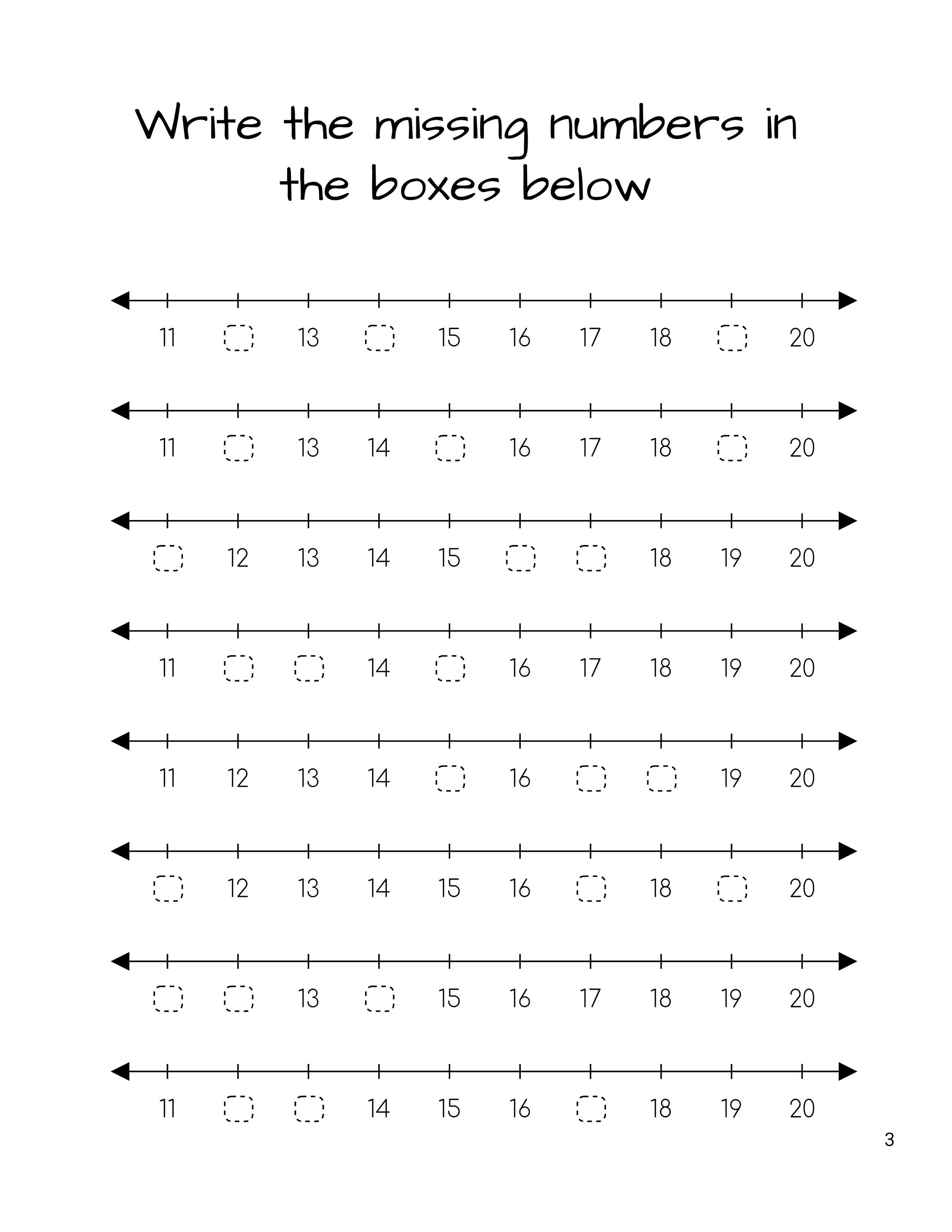 Number Line Worksheets to 100 for Preschool and Kindergarten Counting ...