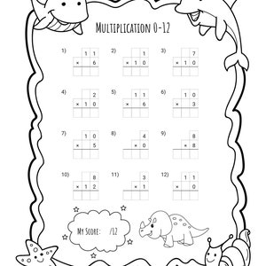 Math Worksheets Grades 3-4 Addition, Subtraction, Multiplication and ...