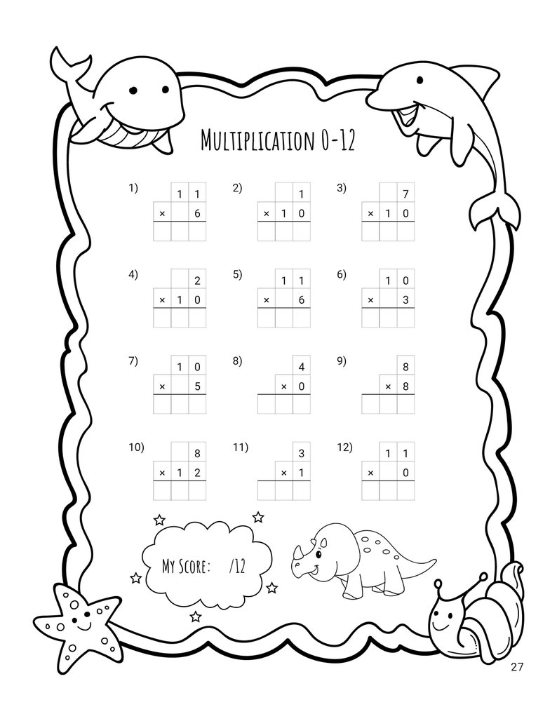 Math Worksheets Grades 3-4 Addition, Subtraction, Multiplication and ...