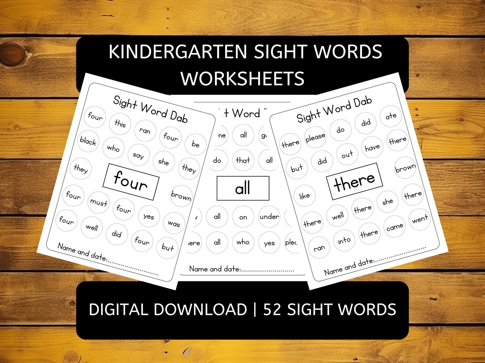 Printable Dolch Sight Words Dab It Worksheets Kindergarten - Etsy
