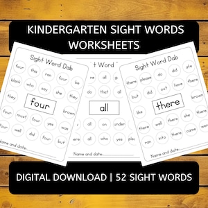 Printable Dolch Sight Words Dab It Worksheets Kindergarten - Etsy