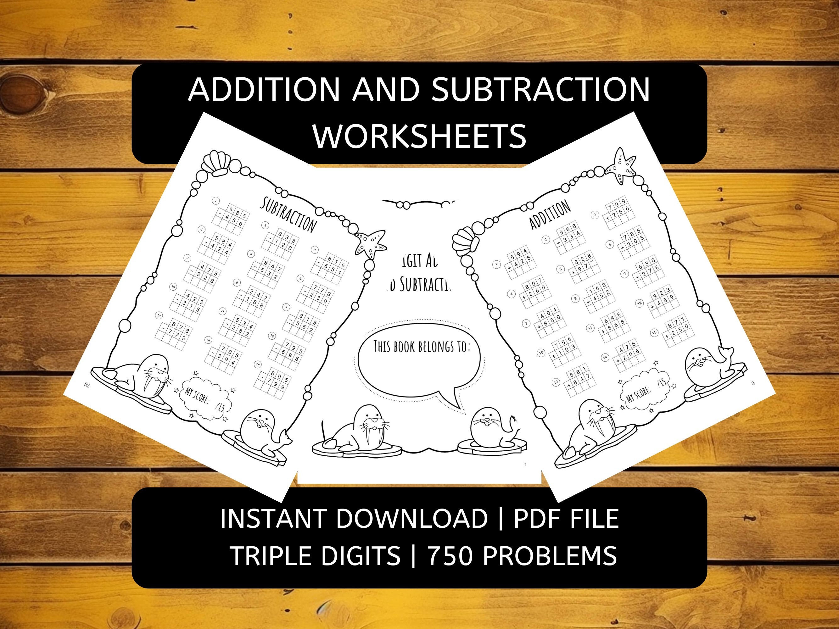 50 Printable Triple Digit Addition and Subtraction Practice Worksheets ...