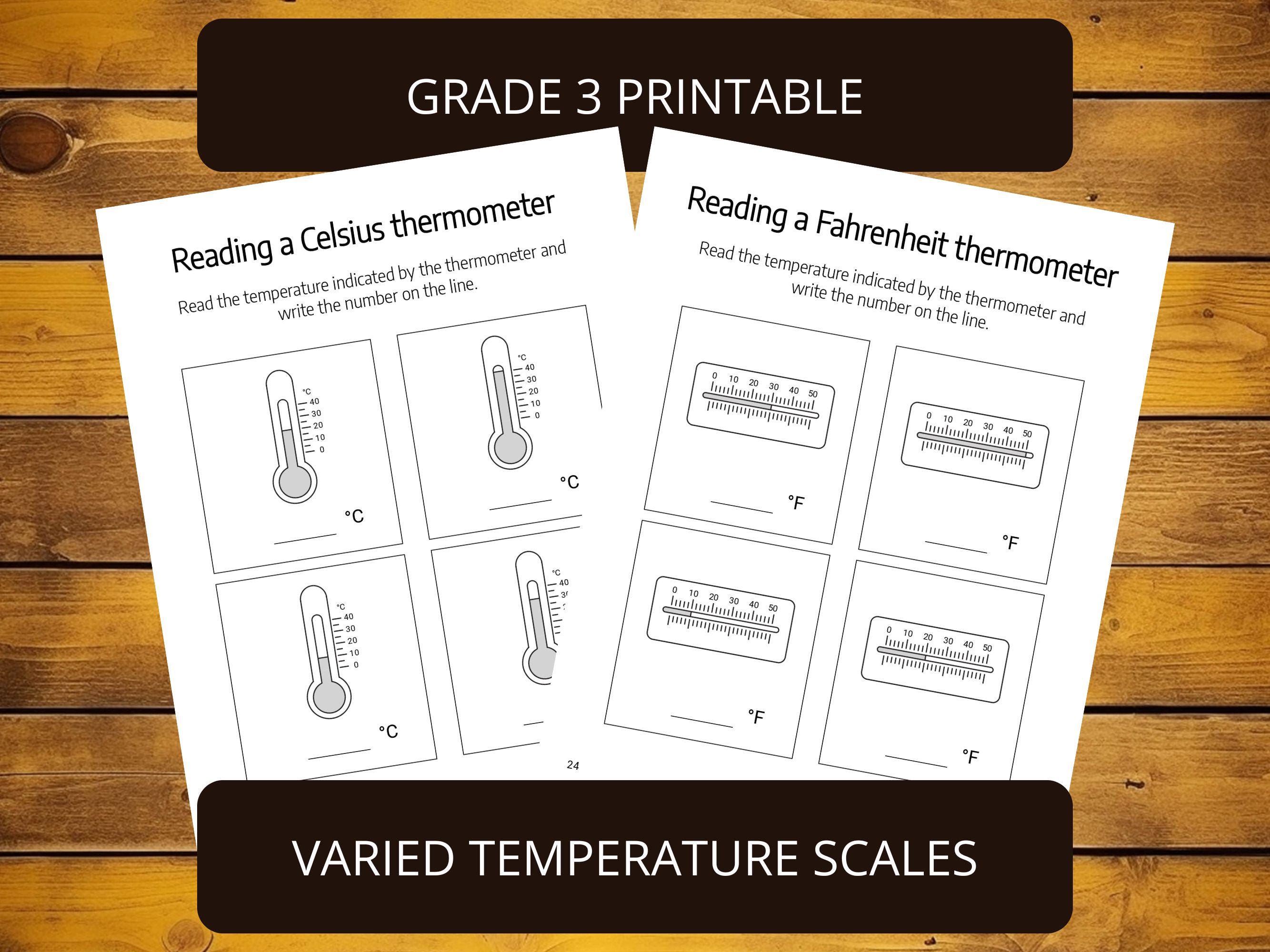 Printable Read a Thermometer Temperature Worksheets | Celsius and ...
