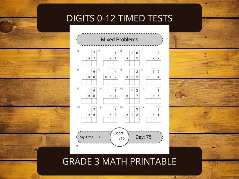 Printable Math Multiplication Practice Worksheets Grade 3 | Numbers 0 ...