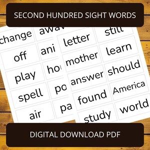 Fry Sight Words Flashcards Printable Second Hundred | High Frequency ...