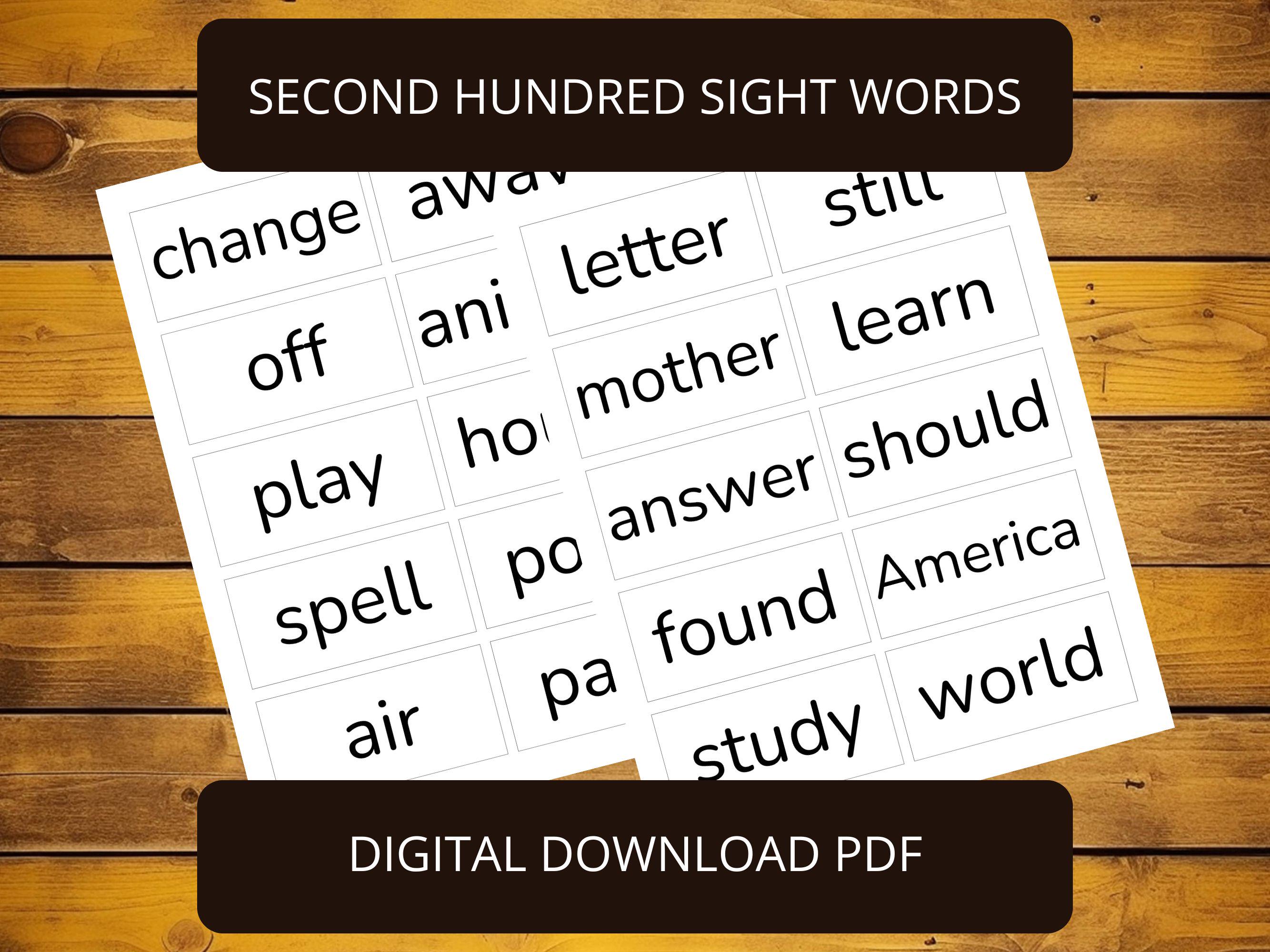 Fry Sight Words Flashcards Printable Second Hundred | High Frequency ...