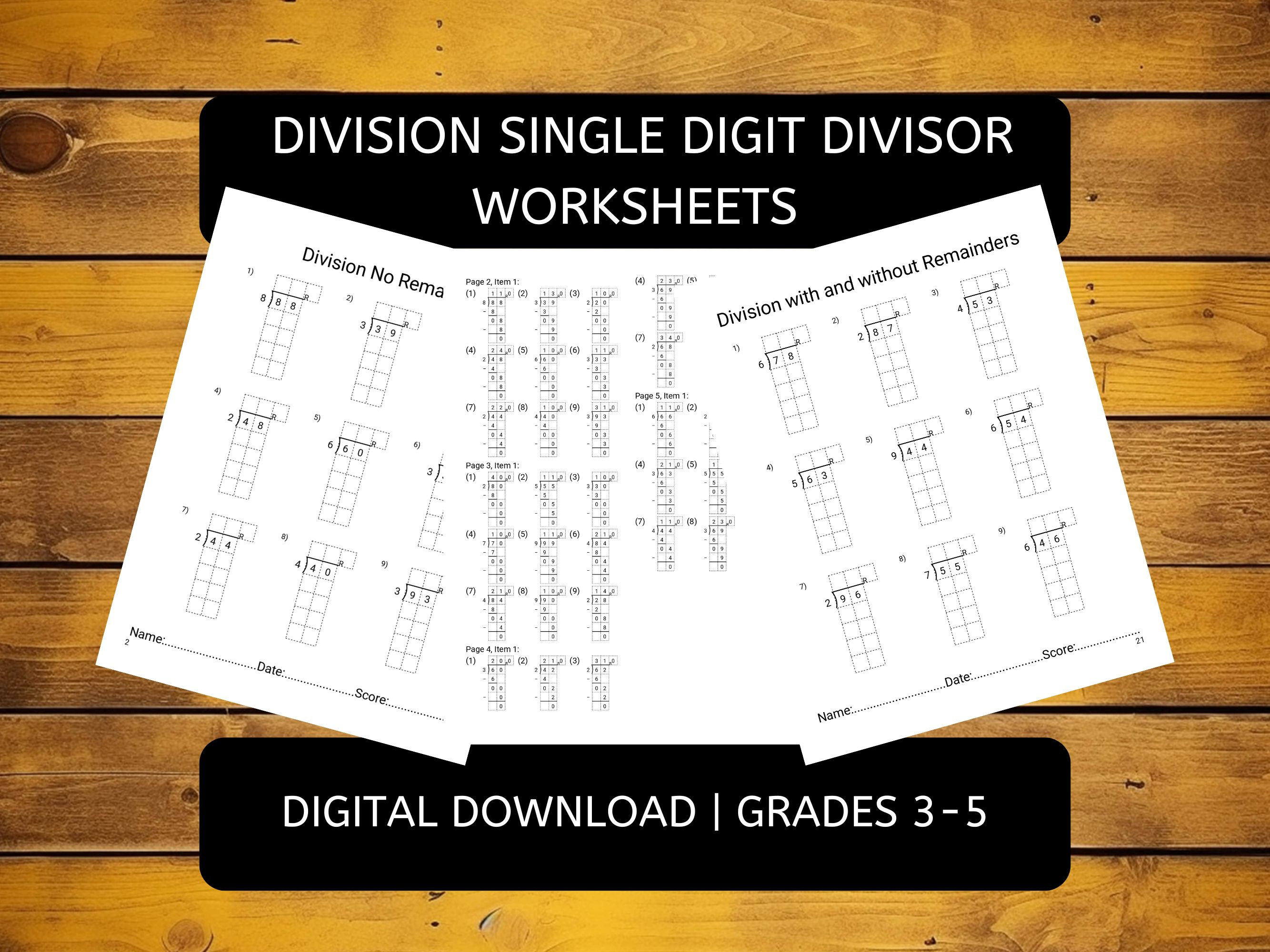 Hojas De Trabajo De División Larga De Matemáticas Multiplicación Y