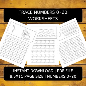 Handwriting Practice Number Tracing Worksheets 0-20 Color and Count the ...