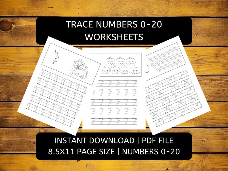 Handwriting Practice Number Tracing Worksheets 0-20 Color and Count the ...