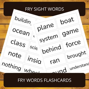 Fry Sight Words Flashcards Printable Fifth Hundred | High Frequency ...