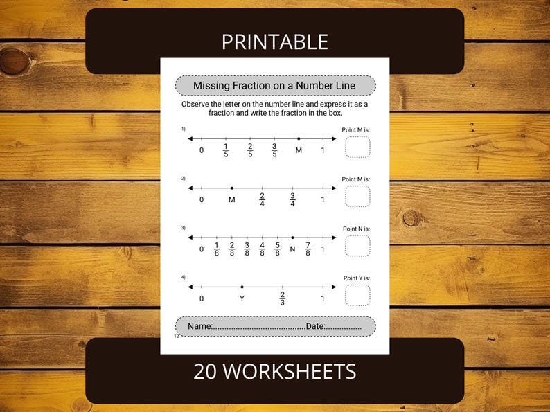 Math Missing Fraction Number Line Worksheets Grade 3 | Write the ...