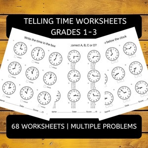 Printable Telling Time Worksheets 3 Grade - Etsy